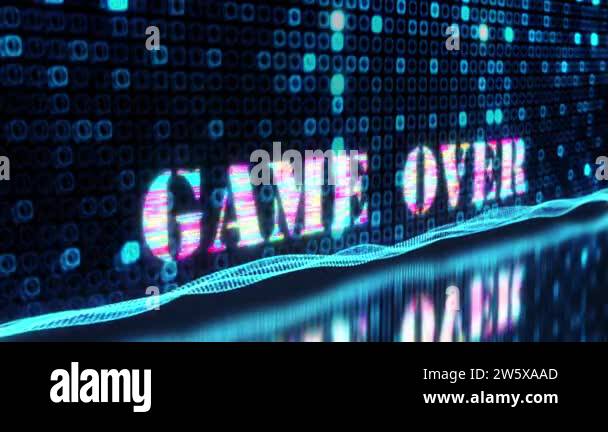 3D animation of Game Over colorful text word flicker light animation ...