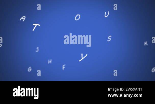 Digital animation of multiple white english alphabets floating against ...