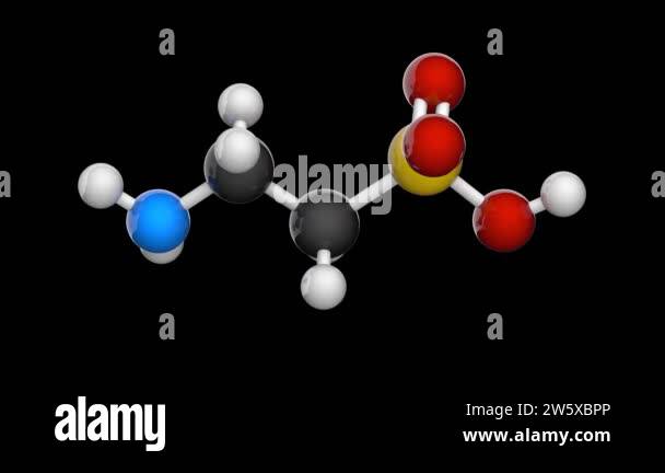 Molecular structure of taurine (2-aminoethanesulfonic acid), C2H7NO3S ...