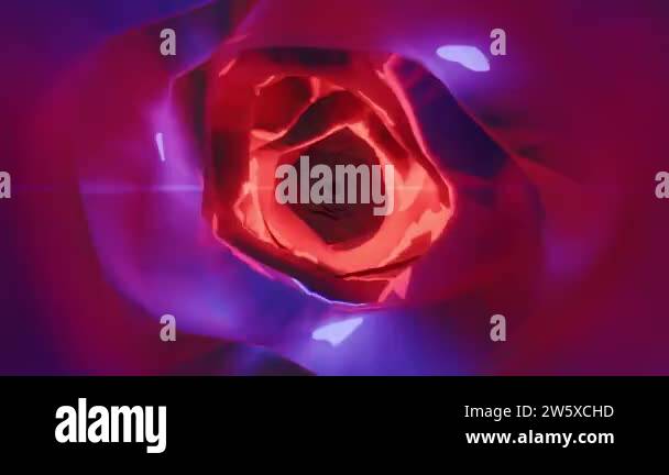 Organin neon looped video in tunnel. Sci-fi space travel. Inside body ...