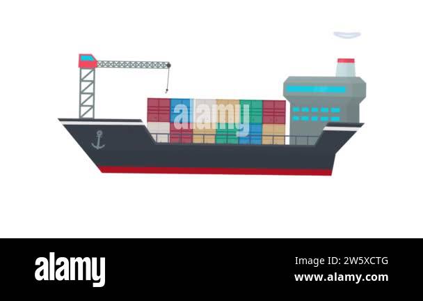 Container ship. Transport ship animation. Cartoon Stock Video Footage ...