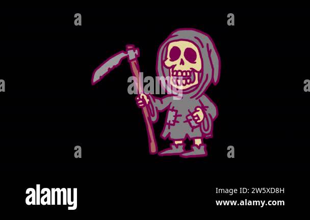 Death holding scythe and showing thumbs up. Alpha channel. Frame by ...