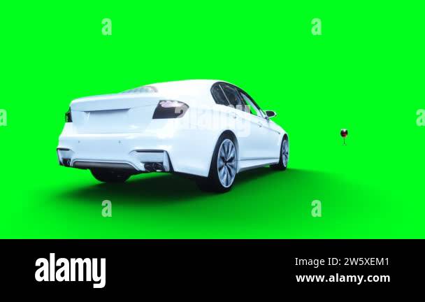 white generic 3d car crashes into alcholol bottle. Sober driver concept ...