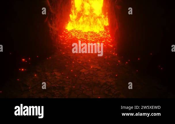 Hell gates. Road to hell fire. Devil portal. Sinner. Religious concept ...