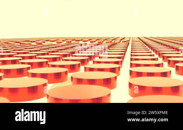 Waves on surface from falling circle. Design. Rows of disks moving in ...