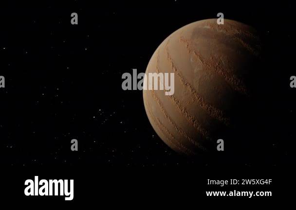 Abstract space exploration with brown sand planet with a solid surface ...