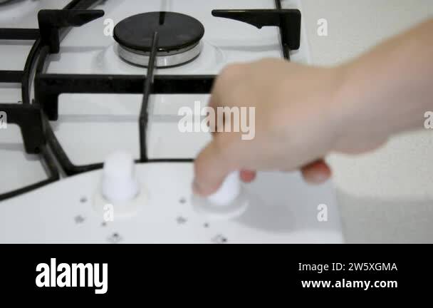 A view of the gas burner that ignites when the electric ignition switch ...