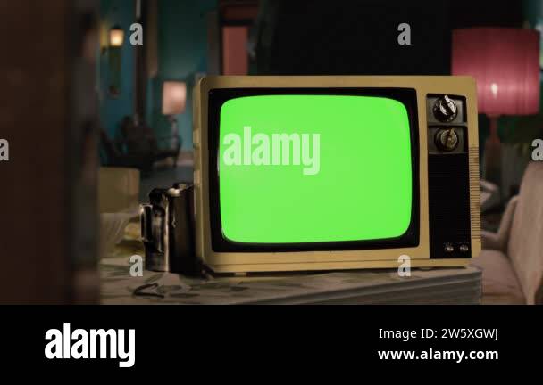 Retro TV with Green Screen. You can replace green screen with the ...