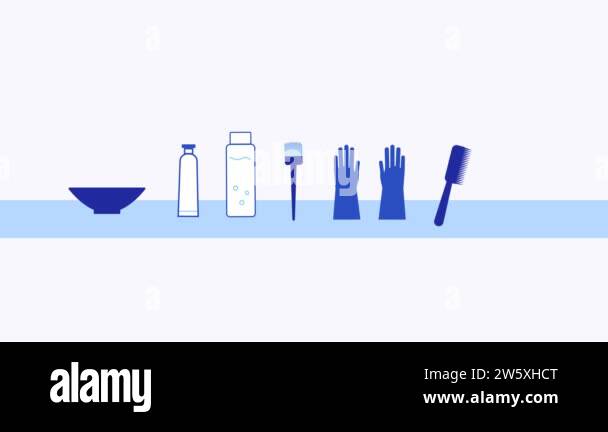 Hair dyeing animation. How to dye hair at home tutorial. Step-by-step ...