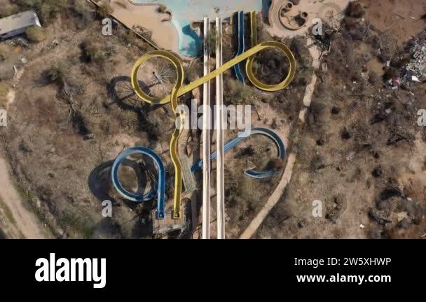 Closed Abandoned water park Aerial view, Dead sea, Israelapocalyptic ...