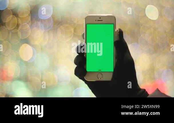 Smart Phone With Green Screen in Background Light Easy for Cut and ...