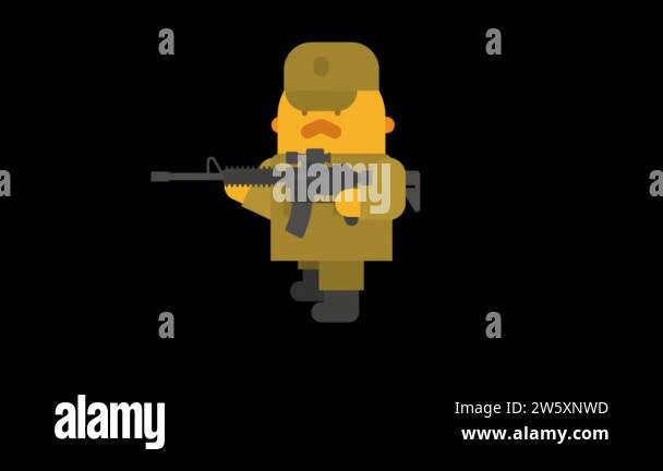 Sergeant with mustache walking and shoots from machine gun. Alpha ...