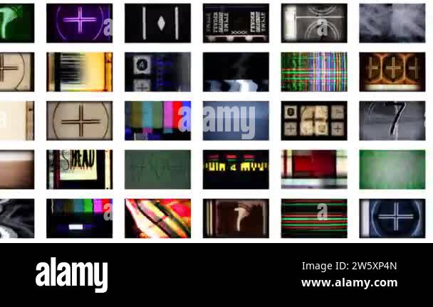 Digital animation of hd screens showing film and tv related static ...