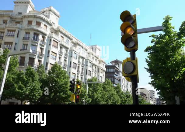Spanish bicycle traffic light sign change colors at intersection street ...