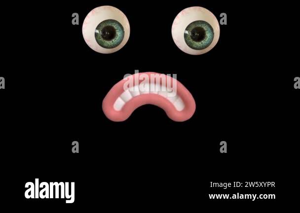 Funny Cartoon Face Reaction with eyes and mouth - Facial Expressions 4K ...