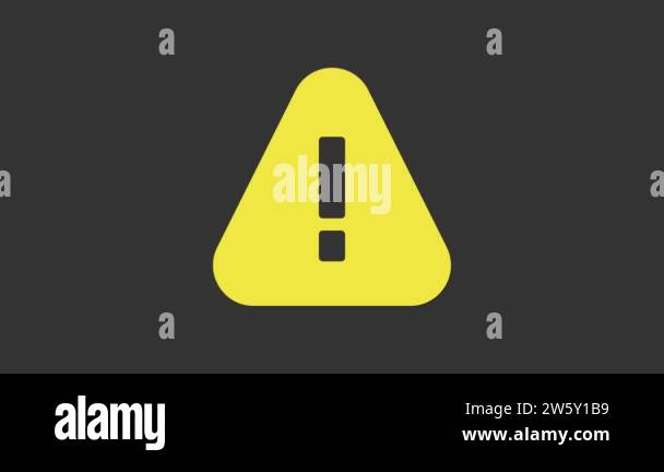 Yellow Exclamation mark in triangle icon isolated on grey background ...