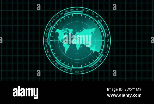 4k animation of futuristic HUD navigation monitor. Hud radar with a map ...