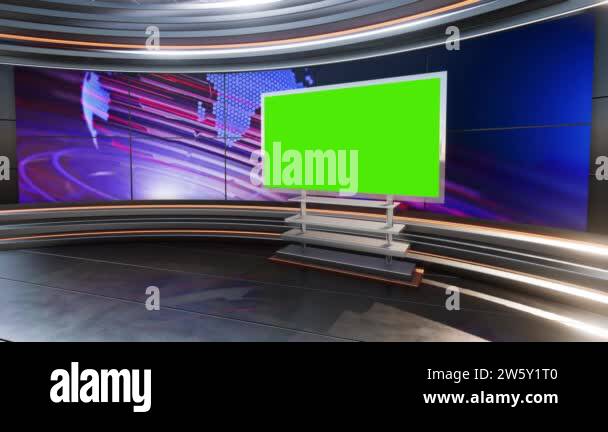 News TV Studio Set - Virtual Green Screen Background Loopmotion footage ...