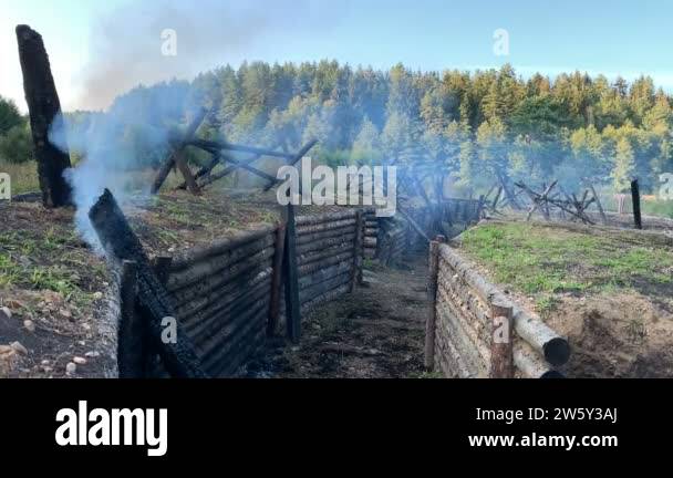 Old trenches and barriers, battlefield of great patriotic war, world ...