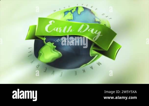 Happy Earth Day Waving Flag Animation Loop/ 4k animated happy earth day ...