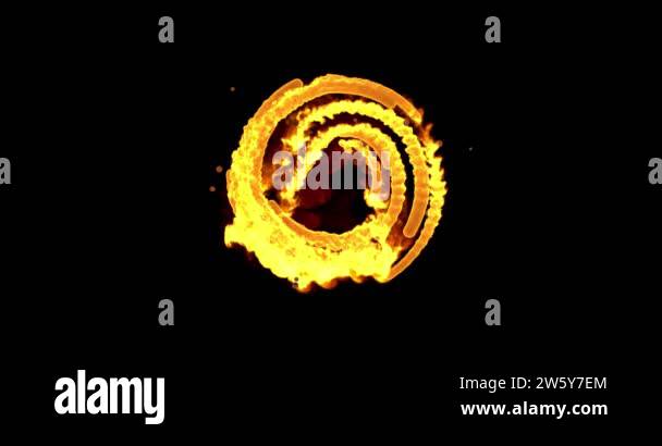 Fire dance. Fiery spiral. Video, 4k, animation. Bright, golden. A ...