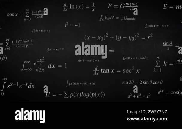 Math Formula Science Equation Symbols Written on Chalkboard Moving - 4K ...