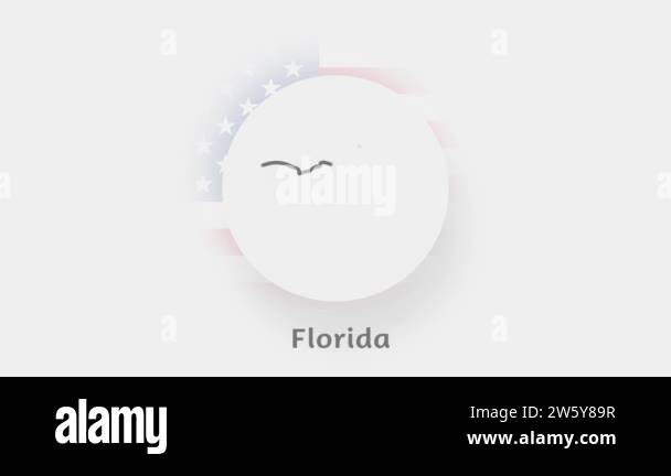 Florida State of USA. Animated map of USA showing the state of Florida ...