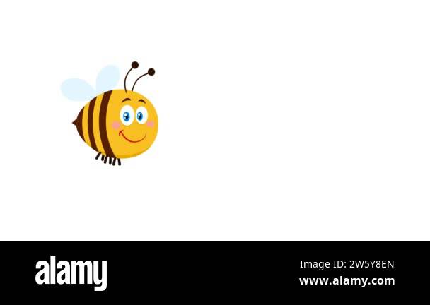 Cute Bee Cartoon Character Flying. 4K Animation Video Motion Graphics ...