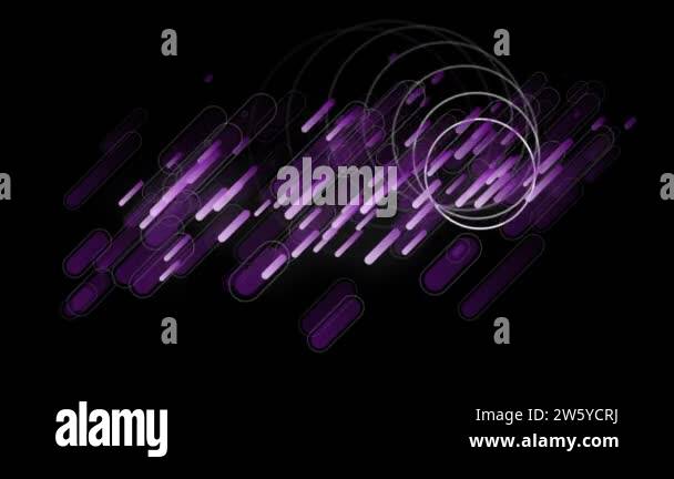 Animation of rotating white data loading rings over purple light trails ...