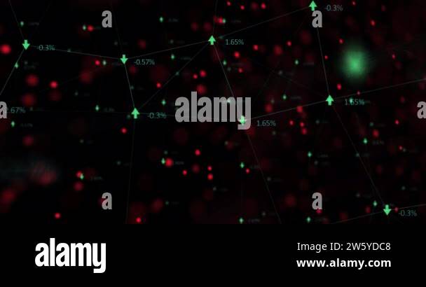 Digital animation of dna structure spinning against network of connections on black background ...