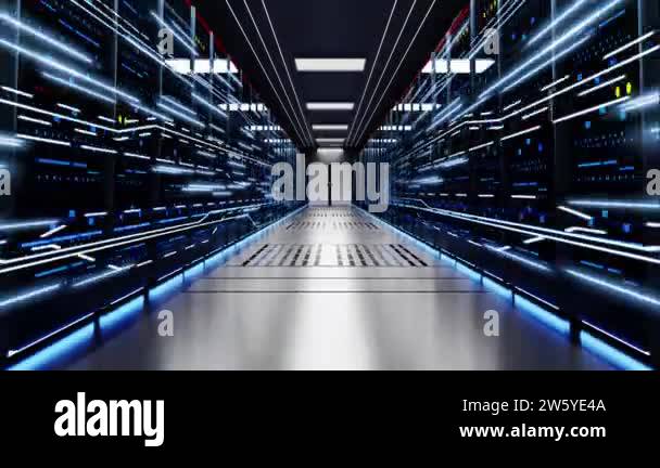 Server racks in computer network security server room data center 3d ...