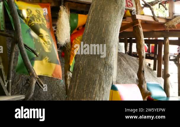 Relaxing jamaican cannabis rasta marijuana reggae bar on the tropical ...