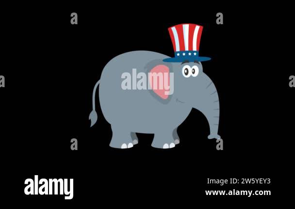 Elephant Cartoon Character With Uncle Sam Hat. 4K Animation Video ...