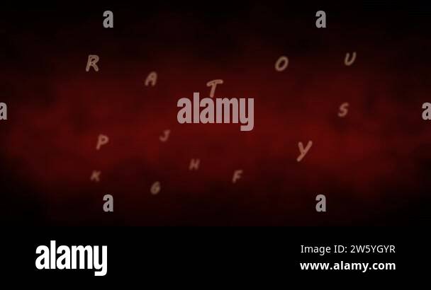 Digital animation of english alphabets floating and moving against red ...