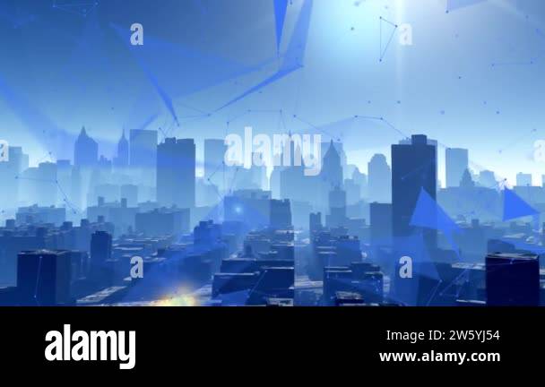 4k digital urban building and skyscrapers,abstract tech connection ...