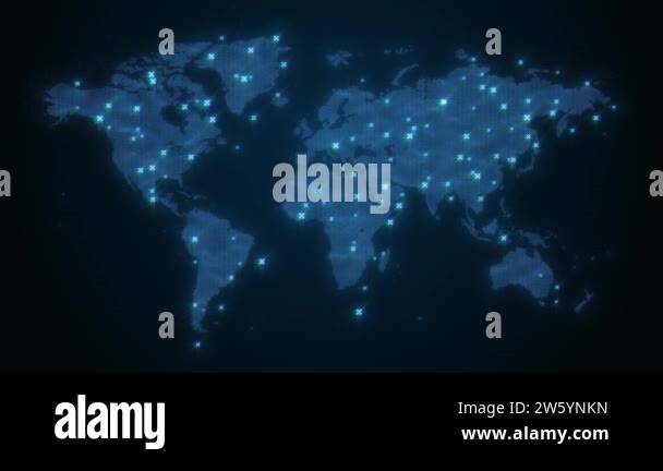 World Map Waving Global Technology Background/ 4k animation of a hi ...