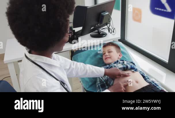 A Boy Teenager Suffers From Pain In The Appendix. Acute Appendicitis ...