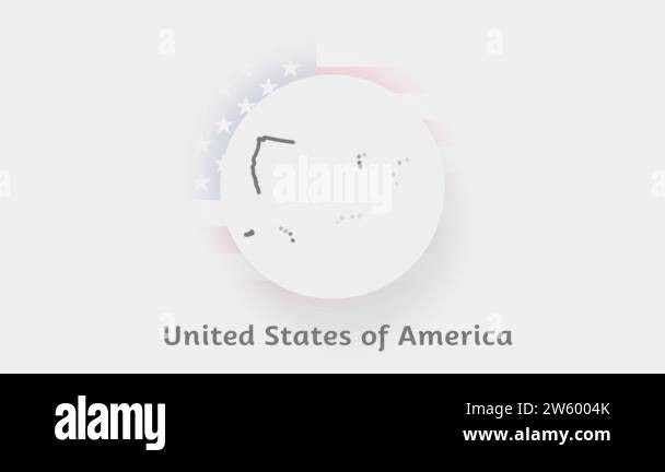 USA. Animated map of USA. United States of America. Neumorphism minimal ...