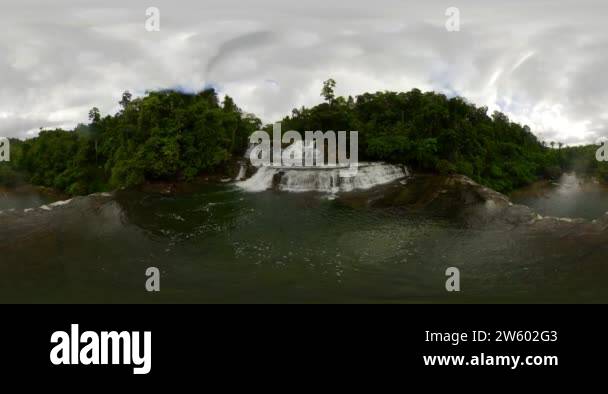 Beautiful tropical waterfall. Philippines, Mindanao. 360-Degree view ...