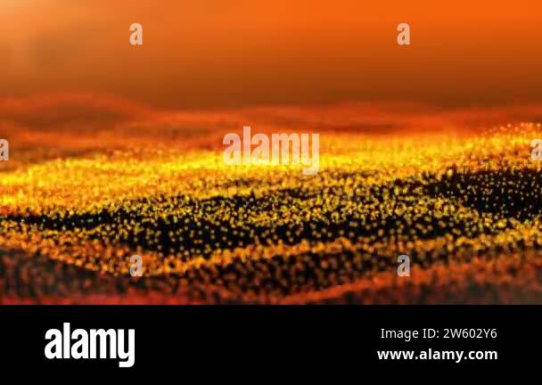 Abstract digital Gold Dust particle wave and dark background animation ...