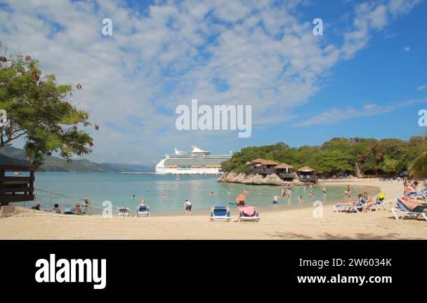 LABADEE, HAITI - APRIL 16, 2017: Tropical beach with Royal Caribbean ...