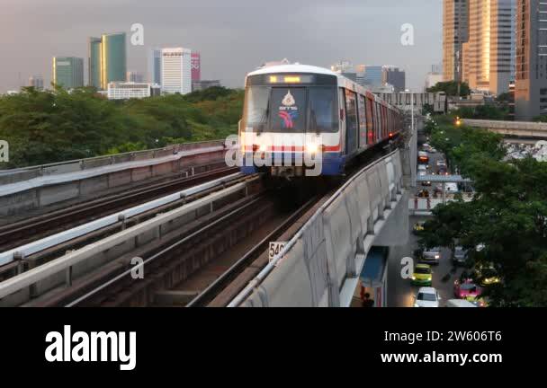 BANGKOK, THAILAND - 10 JULY, 2019: View of modern asian city from bts ...