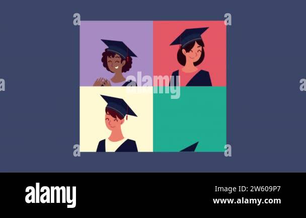 graduation animation with graduates Stock Video Footage - Alamy