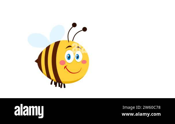 Smiling Cute Bee Cartoon Character Flying. 4K Animation Video Motion ...