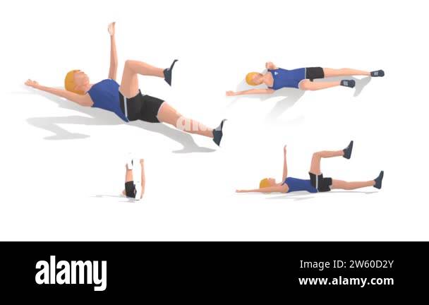 Dead bug Woman Exercise Animation 3d Model Turntable on White ...