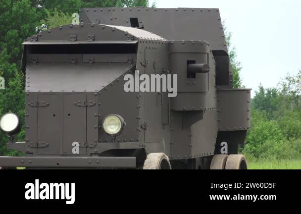 Armored car fires his machine gun. The first world war. Video in 4K ...