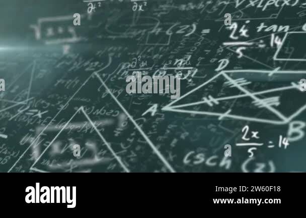 Digital animation of mathematical equations and diagrams floating ...