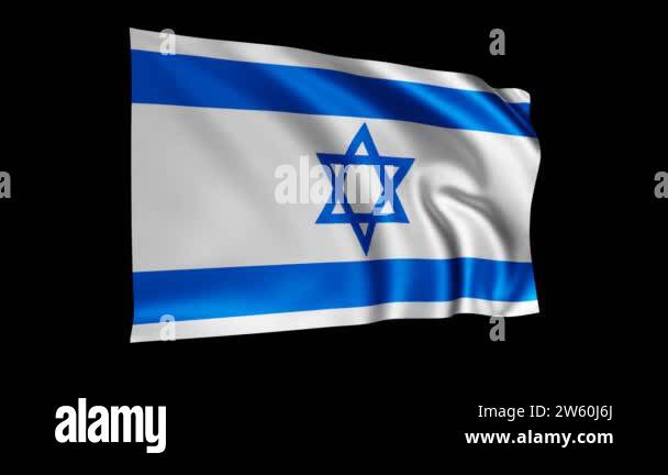 The flag of Israel animation, Israeli 3D waving flag on black screen ...