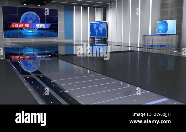 News TV Studio Set - Virtual Green Screen Background Loopmotion footage ...