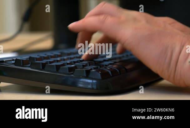 4K, Man types very fast on a keyboard with 10 finger system Stock Video ...